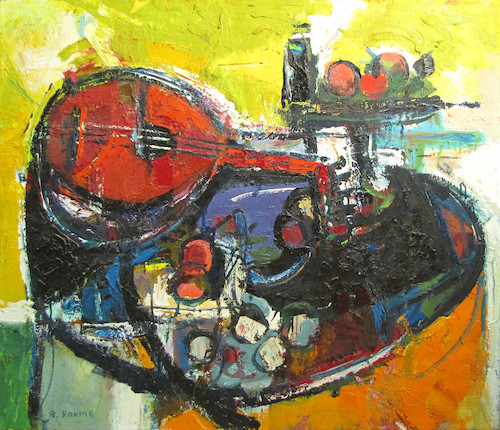 Bonhams : Robert Aaron Frame (American, 1924-1999) The red lute 34 1/4 ...