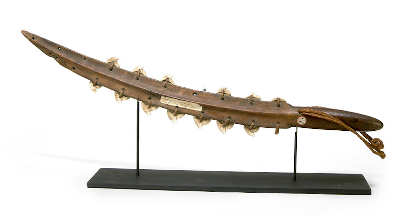 Bonhams : A rare Gilbert Islands hardwood, fiber and shark tooth weapon ...