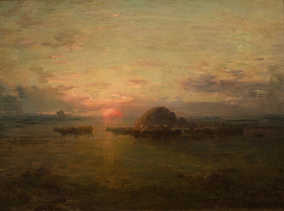 Bonhams : François Millet (French, 1851-1917) Sunset over the fields 18 ...