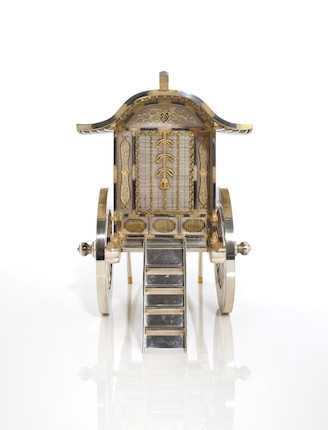 Bonhams : A SILVER MODEL OF AN OX CART (GOSHOGURUMA) By Soko, for the ...