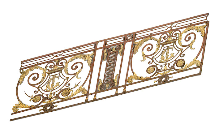 Bonhams : Two sections of a Baroque style gilt bronze mounted iron ...