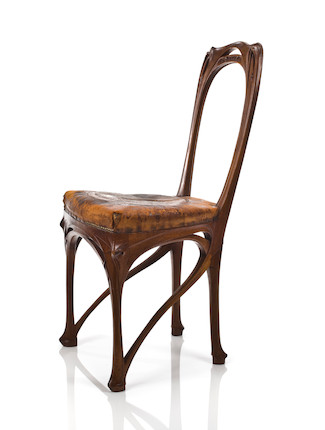 Bonhams : A fine and rare Hector Guimard carved walnut sidechair ...