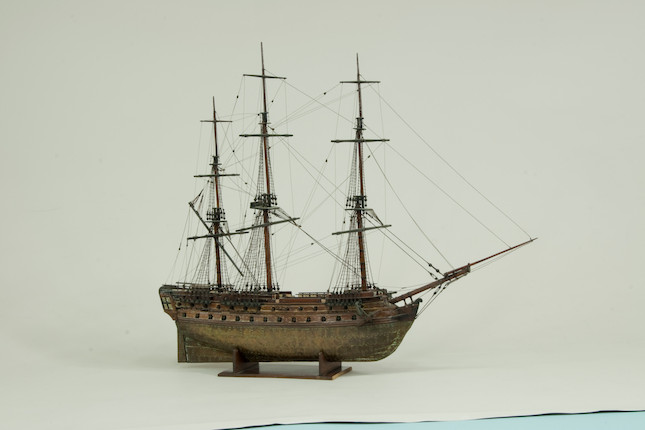 Bonhams : A model of a 74-gun ship-of-the-line, 19th century With ...