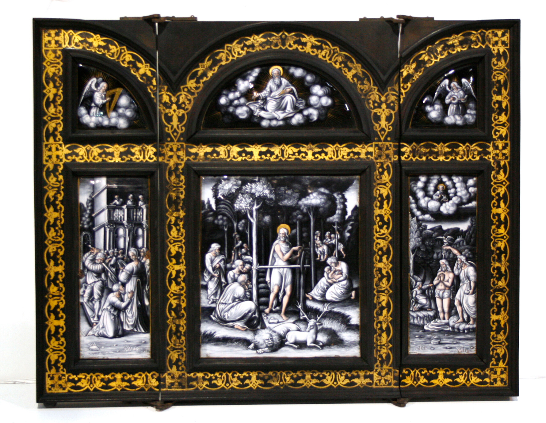 Bonhams : A Limoges enamel triptych second half 19th century