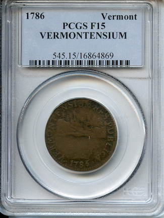 Bonhams : 1786 Vermont Copper, VERMONTENSIUM Fine 15 PCGS