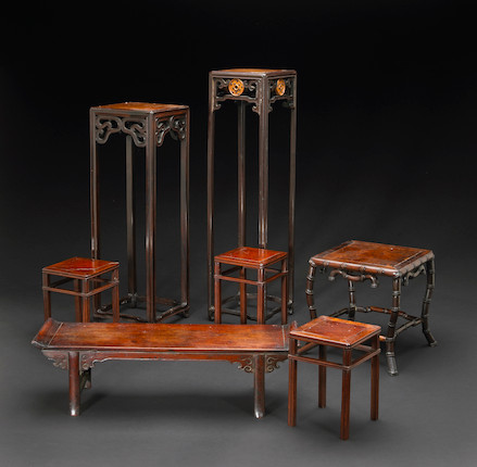 Bonhams : A group of seven mixed wood stands