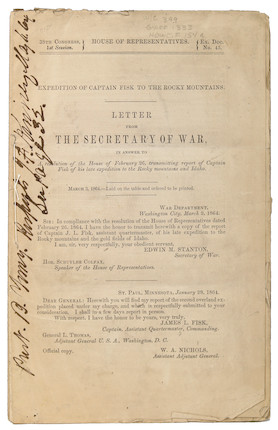 Bonhams : FISK, JAMES L., CAPTAIN. Expedition of Captain Fisk to the ...