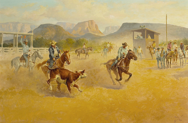 Bonhams : Charlie Dye (American, 1906-1972) Sedona jackpot 24 x 36in ...