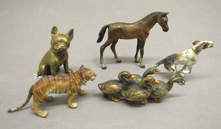 Bonhams : Five Austrian cold painted bronze miniature animal studies ...