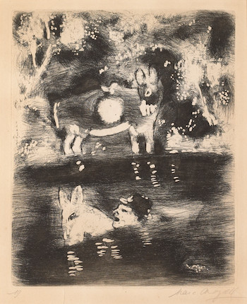 Bonhams : Marc Chagall (Russian/French, 1887-1985); L'Ane chargé d'éponges et l'Ane chargé del ...