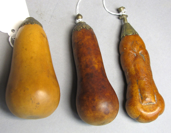 Bonhams : A group of three Asian gourds with metal mounts