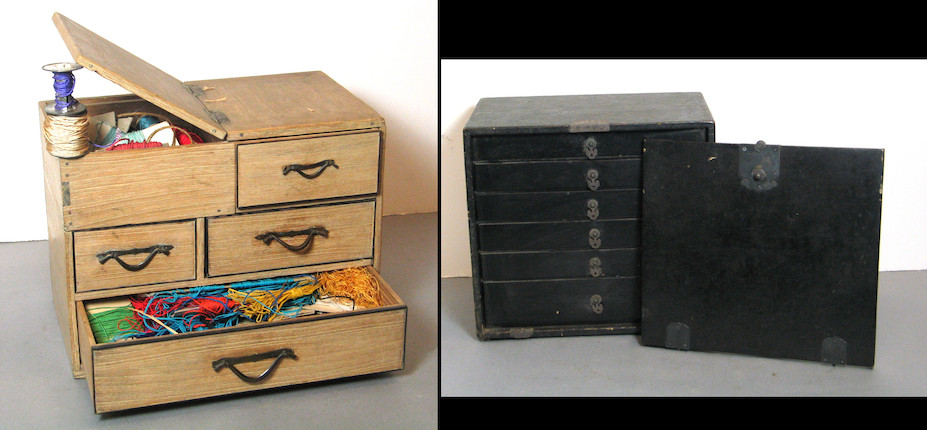Bonhams : Three small Japanese wood storage boxes