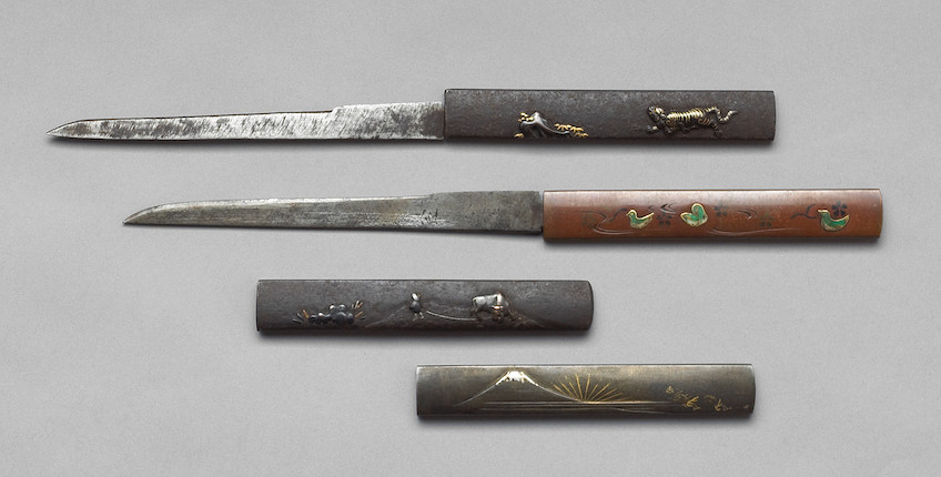 Bonhams : A group of five kozuka and kozuka handles 19th Century