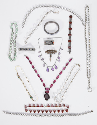 Bonhams : A collection of paste, gem-set, hardstone, silver and costume ...