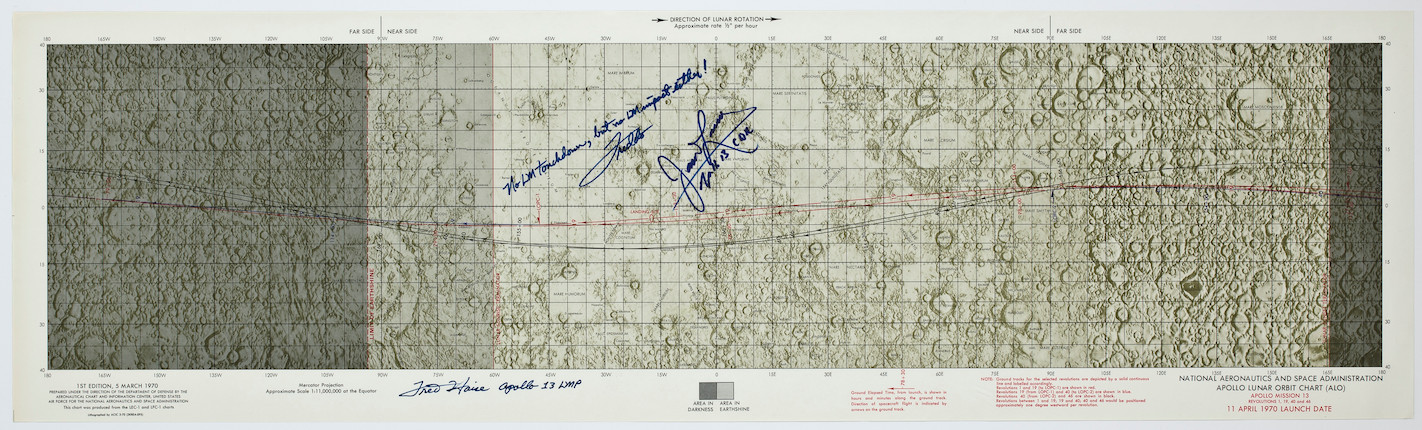 Bonhams : APOLLO 13 LUNAR ORBIT CHART.