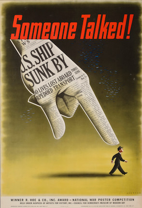 Bonhams : Someone Talked Two WWII color lithographic posters circa 1942-43