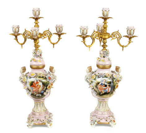 Bonhams : A pair of German Rococo style parcel gilt bronze and parcel ...