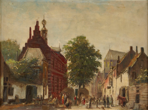 Bonhams : Gerhard Christiaan Haverkamp (Dutch, 1872-1926) A town scene ...
