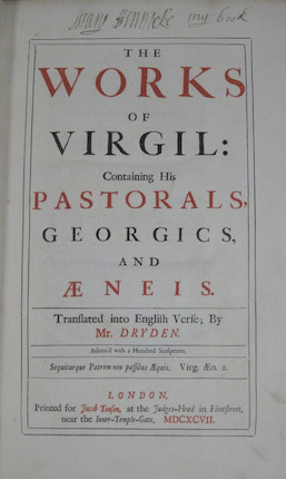 Bonhams : VERGILIUS MARO, PUBLIUS. 70-19 B.C. The Works. London Jacob ...