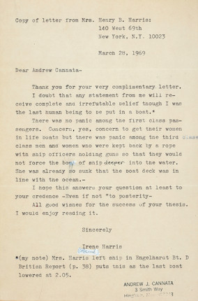 Bonhams : TITANIC SURVIVOR An archive of letters and post cards from 20 ...