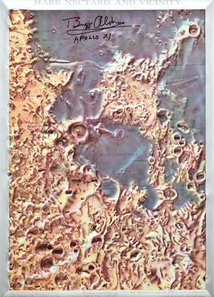 Bonhams : LUNAR RELIEF MAPSIGNED BY ALDRIN. Mare nectaris and vicinity ...