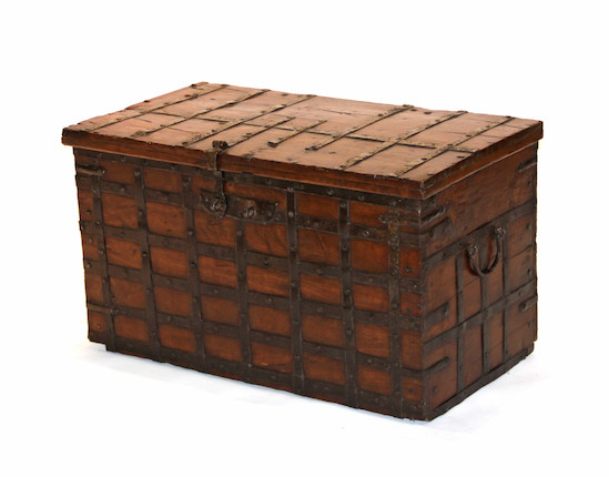 Bonhams : A Continental Baroque iron mounted walnut chest 18th century