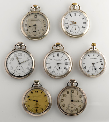 Bonhams : A collection of seven silver open face pocket watches ...