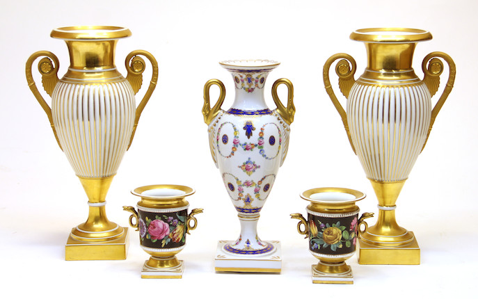 Bonhams : Five European Empire style porcelain vases first half 20th ...