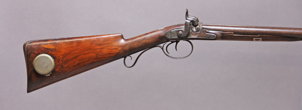 Bonhams : A 20 gauge English double barrel percussion fowling gun by ...