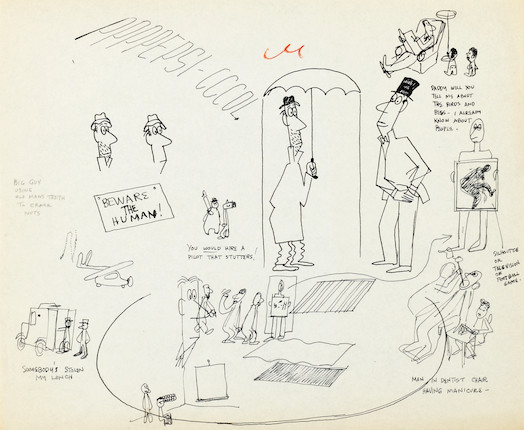 Bonhams : A collection of 23 humorous line drawings designed for ...