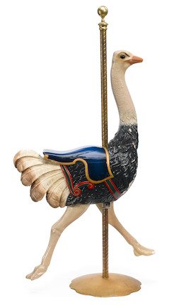 Bonhams : A carved and paint decorated carousel ostrich Herschell ...