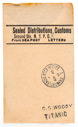 Bonhams : TITANIC DISASTEROSCAR WOODY. A Postal facing slip from a mail ...