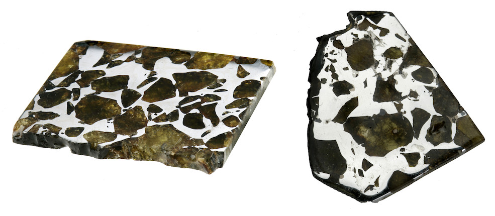 Bonhams : Two Pallasite Slices Imilac Slice together with Marjalahti