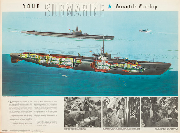 Bonhams : A collection of six World War II US Navy submarine posters ...