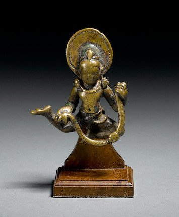 Bonhams : A brass figure of a Vidyadhara (garland bearer) Northern ...