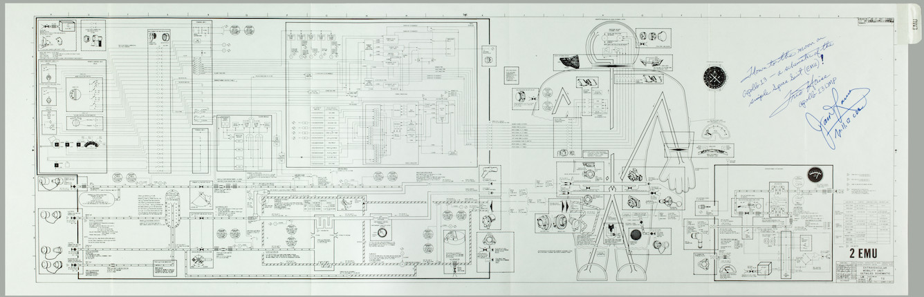 Bonhams : SPACE SUIT SCHEMATIC CARRIED ON APOLLO 13. Flown ...