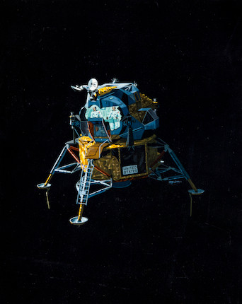 Bonhams : LUNAR MODULE ORIGINAL ILLUSTRATION. MION, PIERRE, artist. The ...