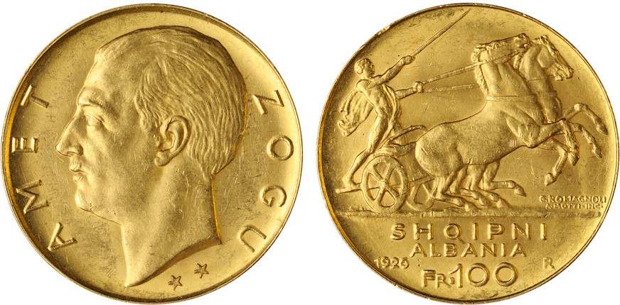 Bonhams : Albania, Zog I, Gold 100 Franga Ari, 1926-R