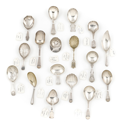 Bonhams : A collection of seventeen English sterling silver caddy ...