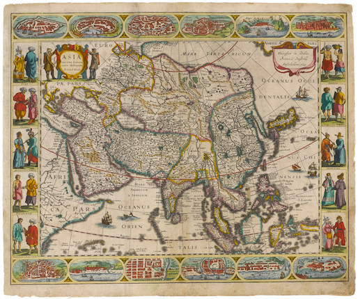 Bonhams : HONDIUS, JODOCUS and JAN JANSSONIUS. MAPS OF THE FOUR CONTINENTS.