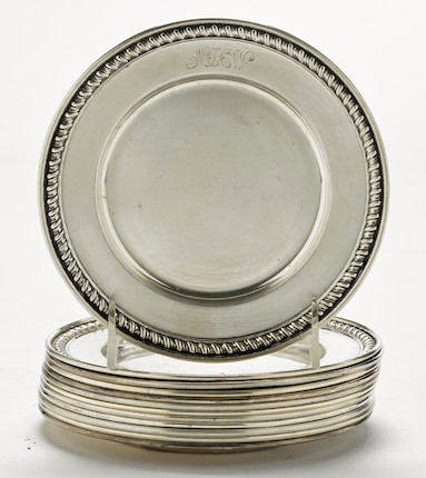 Bonhams : A set of twelve American sterling silver bread plates ...