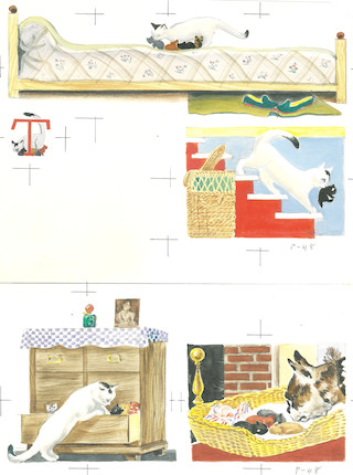 Bonhams : ROJANKOVSKY, FEODOR STEPANOVICH. 1891-1970. Cat and kittens,