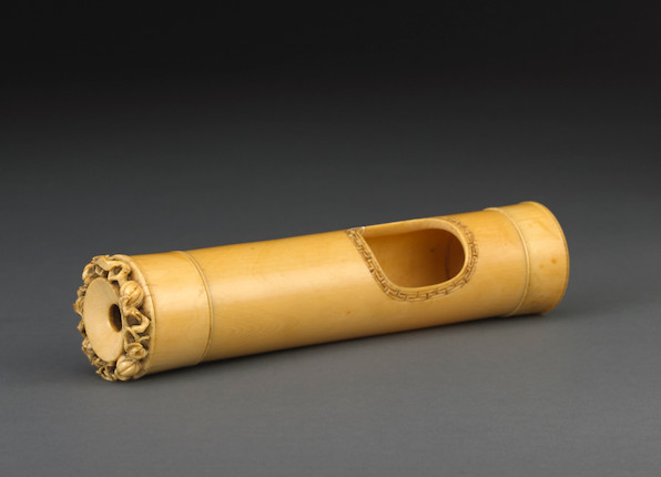 Bonhams : A fine carved ivory pipe fitting 19th century