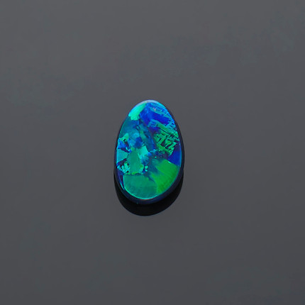 Bonhams : Exceptional Black Opal with Chinese Writing
