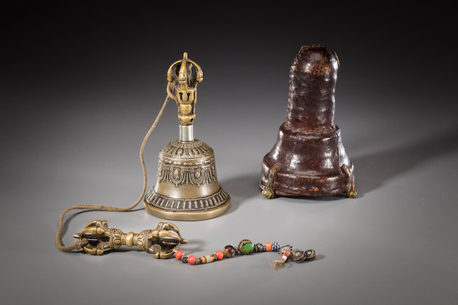 Bonhams : A copper alloy vajra and ghanta Tibet, circa 18th century