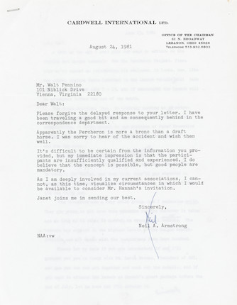 Bonhams : NEIL ARMSTRONG LETTER