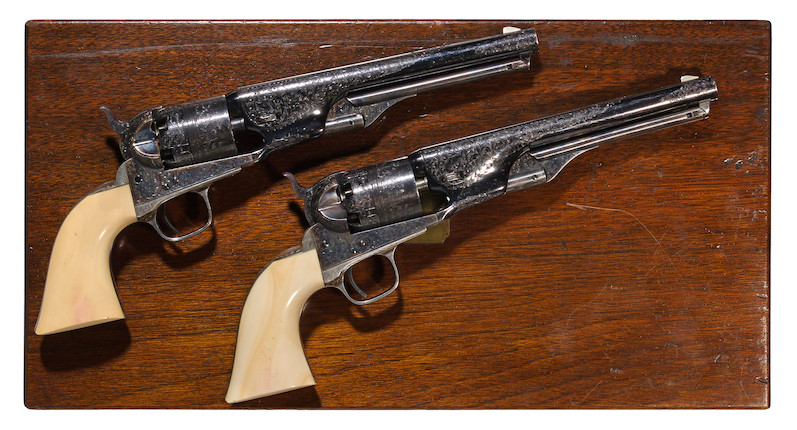 Bonhams : A cased and factory engraved pair of Colt Model 1861 Navy ...