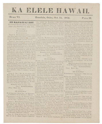 Bonhams : HAWAIIAN NEWSPAPER. ARMSTRONG, RICHARD, editor. Ka Elele ...