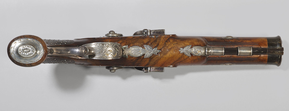 Bonhams : A cased pair of rifled and silver-mounted German double ...