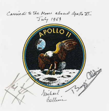 Bonhams : COLLINS' FLOWN CREW-SIGNED APOLLO 11 EMBLEM. A RARE FLOWN ...